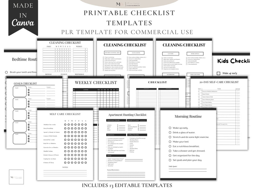 Checklist Bundle | PLR Templates | Printable Checklists – The MW Company
