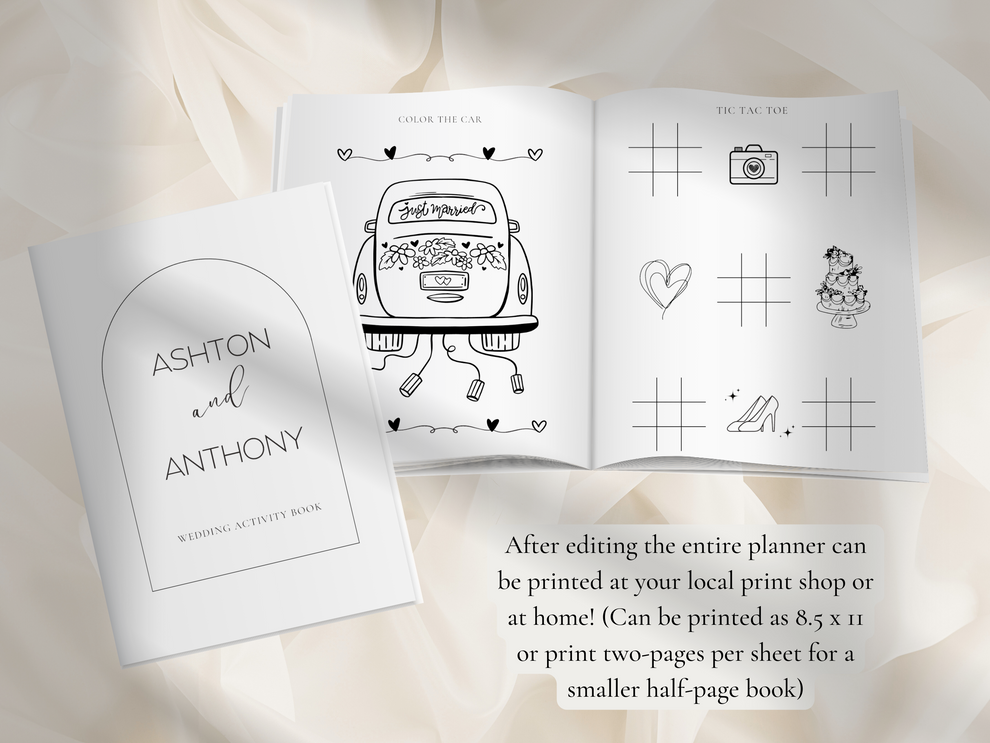 Personalized Wedding Coloring and Activity Book For Kids, Printable, M ...